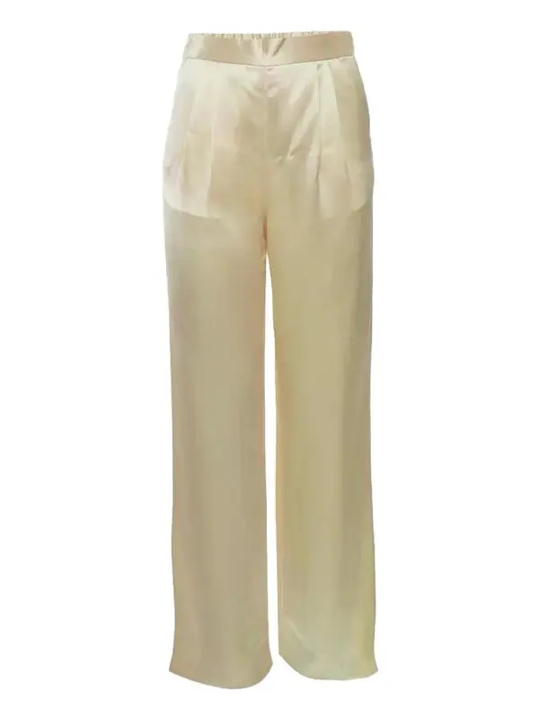 NORA Wide-leg Pleated Satin Trousers - Neutrals