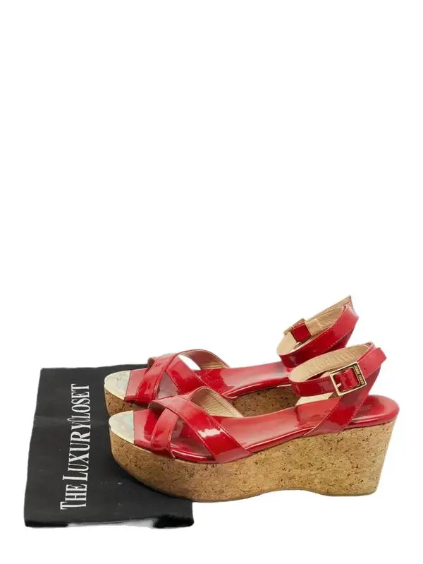 JIMMY CHOO Panther Cork Platform Sandals - Red
