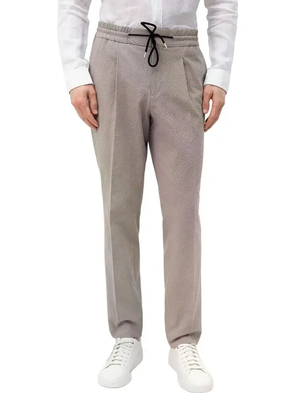 Hugo Seersucker Drawstring Trousers - Brown
