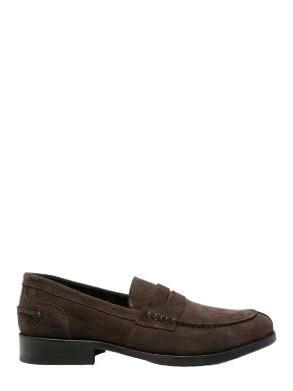 VELA SHOP Suede Penny-slot Loafers - Brown