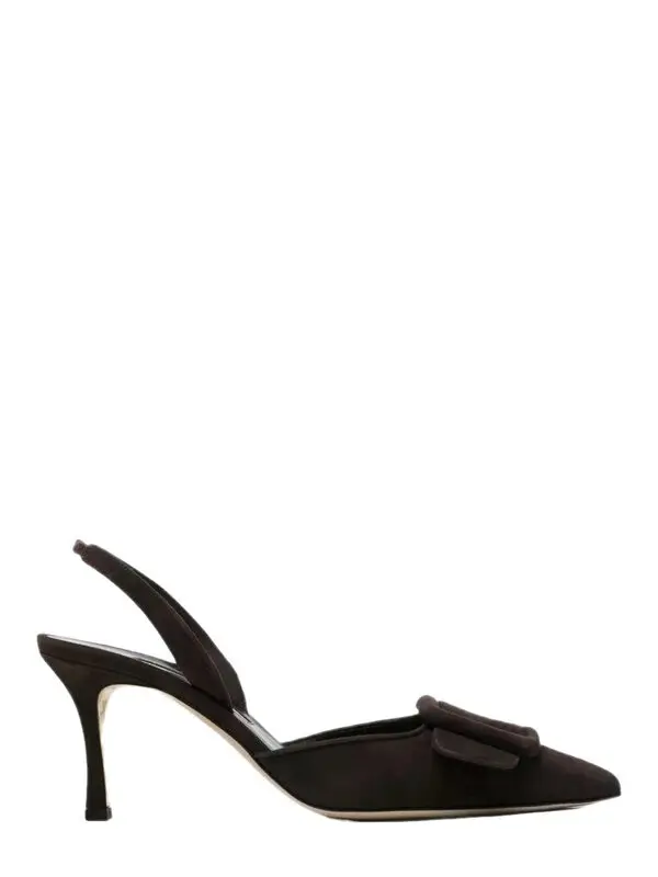 Manolo Blahnik Maysli Buckle Detail Slingback Pumps - Brown