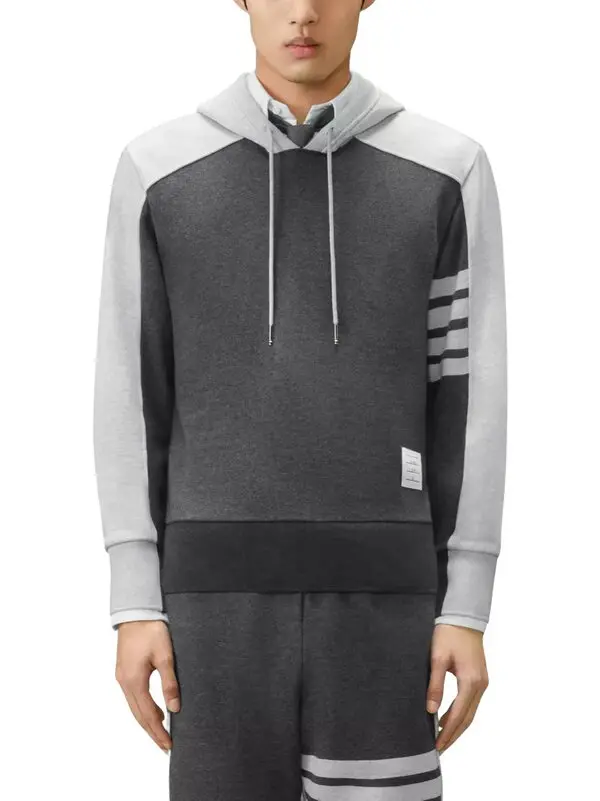 Thom Browne 4-bar Colour-block Hoodie - Grey