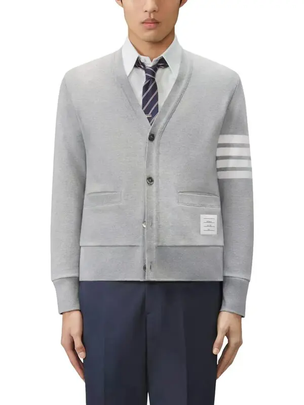 Thom Browne Embroidered-detail Cardigan - Grey