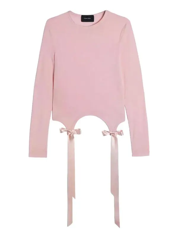 Simone Rocha Bow Detail Long Sleeve T-shirt - Pink