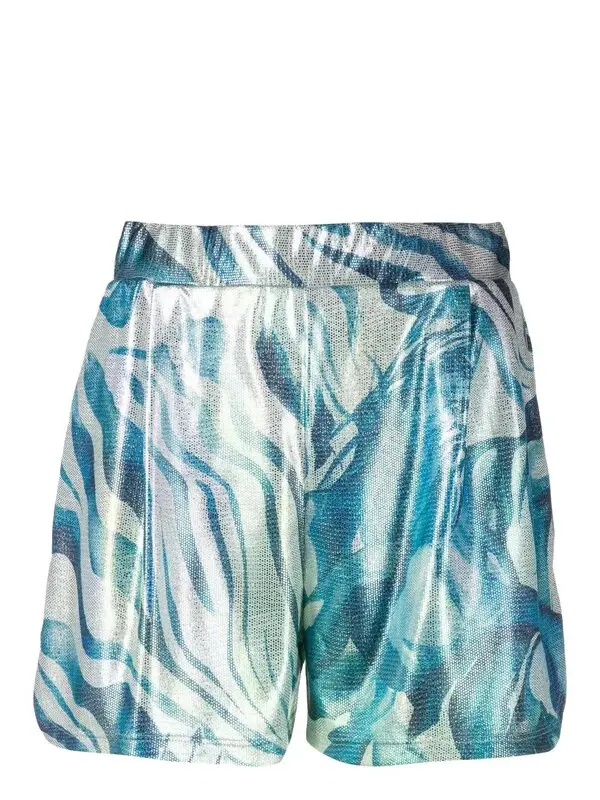 Alberta Ferretti Metallic Swirl Print Shorts - Blue