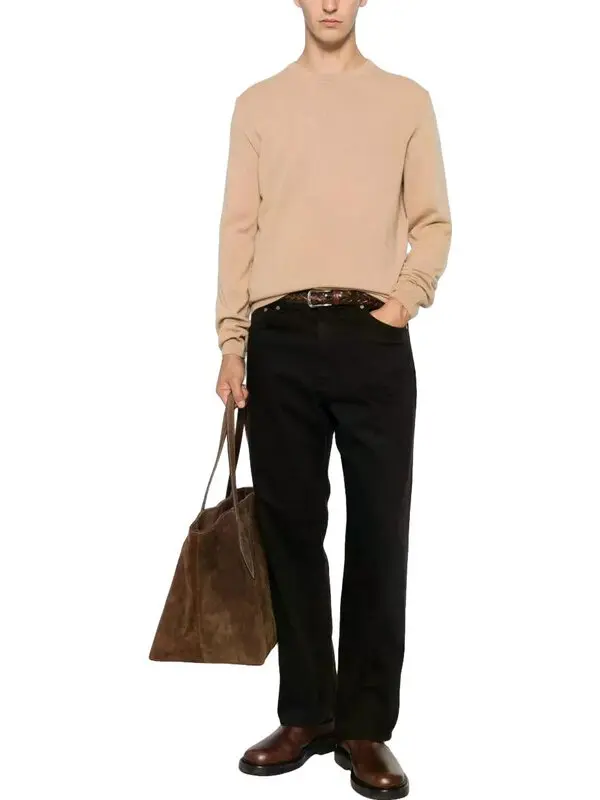 SERGIO MORETTI FIRENZE Crew Neck Ribbed Trim Sweater - Neutrals