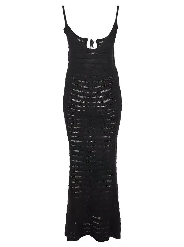 424 Serena Embellished Crochet-knit Maxi Dress - Black