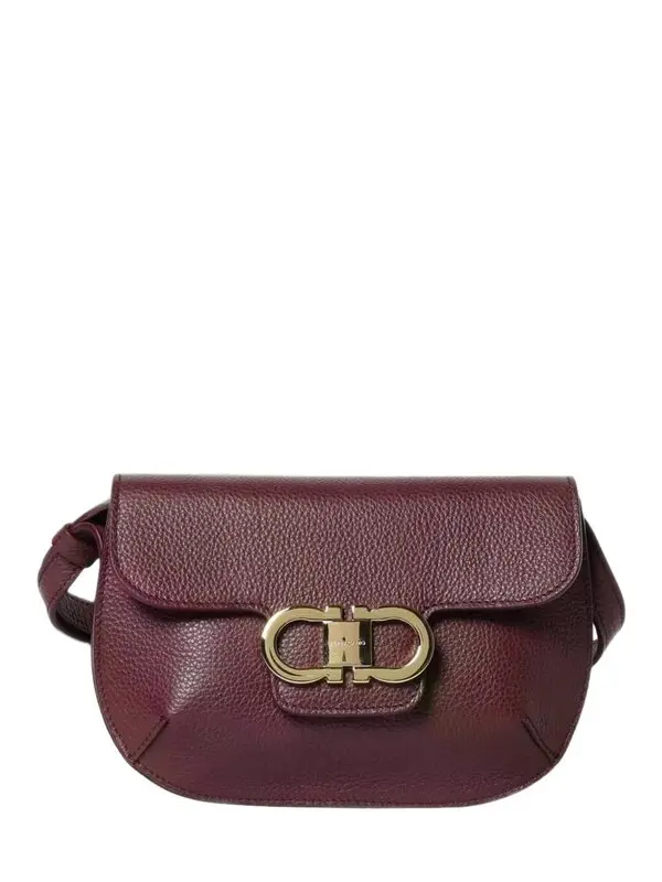 FERRAGAMO Mini Double Gancini Cross Body Bag - Red