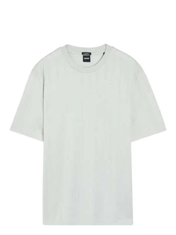BOSS Textured-knit Cotton T-shirt - Light Blue