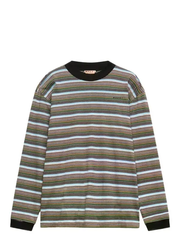 Marni Striped Embroidered T-shirt - Brown