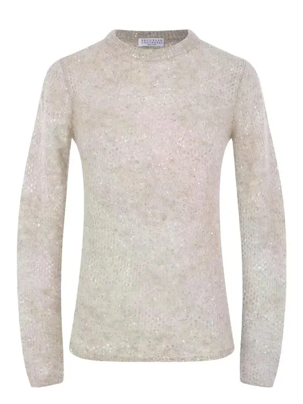 Brunello Cucinelli Sequin-embellished Knitted Sweater - Neutrals