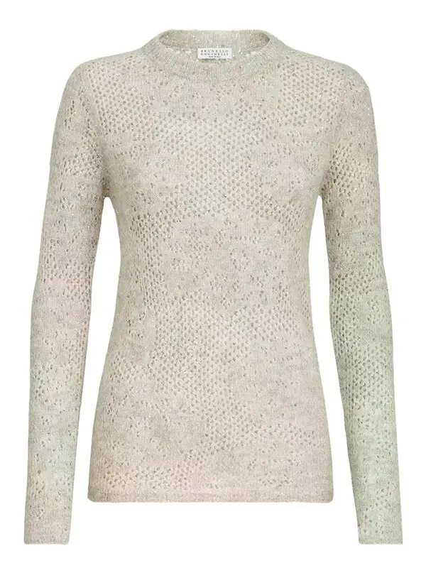 Brunello Cucinelli Sequin-embellished Knitted Sweater - Neutrals