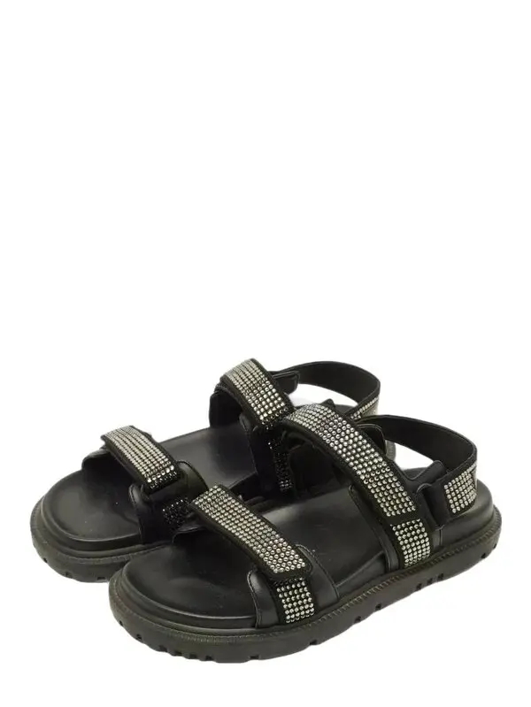 Dior Embellished Flat Sandals - Black