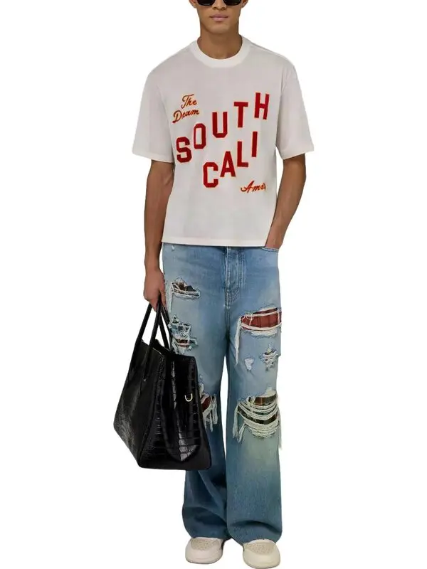 Amiri Flannel Repair Baggy Jeans - Blue