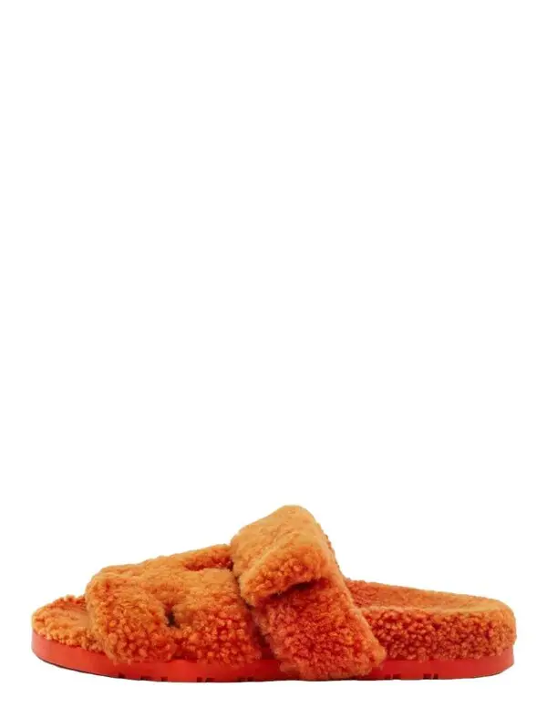 Hermès Chypre Shearling Sandals - Orange
