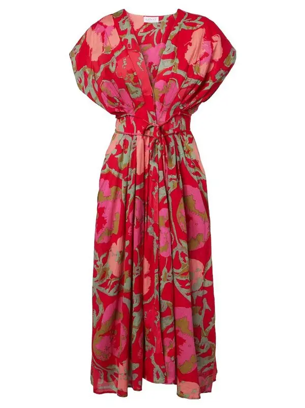 Velvet By Graham & Spencer Leilani Printed Cotton Midi Dress - Red