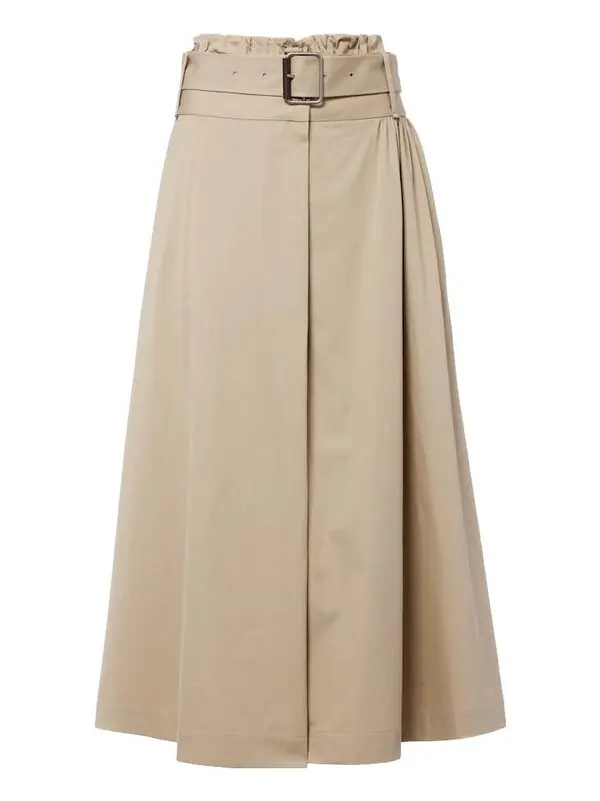 Loewe Belted Cotton And Silk Maxi Skirt - Beige