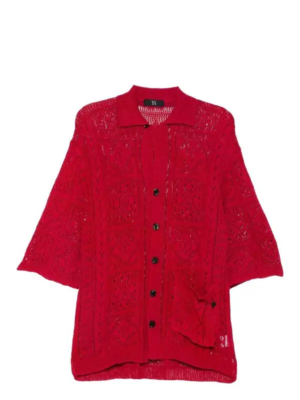 Y’s Mexican Tile Pattern Knitted Shirt - Red