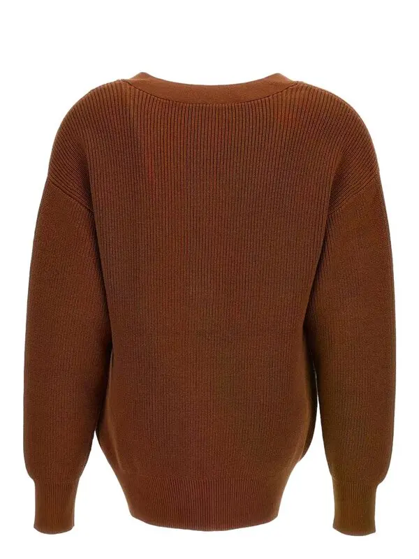 Elisabetta Franchi Toggle-fastening Ribbed-knit Cardigan - Brown