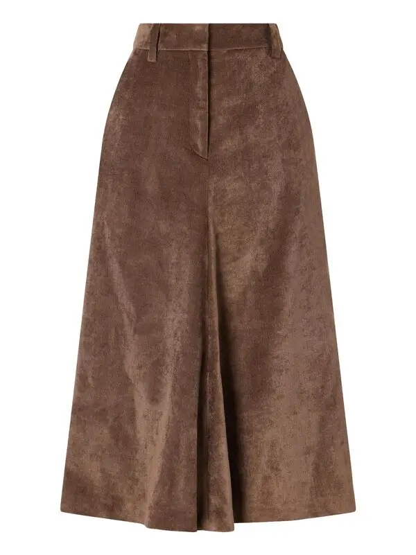 Brunello Cucinelli Embellished Corduroy Midi Skirt - Brown