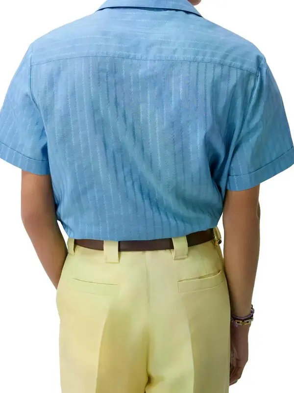 Versace Jacquard Cotton-silk Regular Shirt - Blue