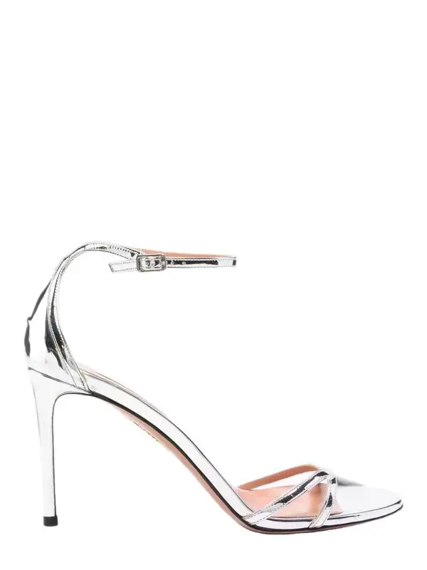 AQUAZZURA Nuda Metallic Heeled Sandals - Silver