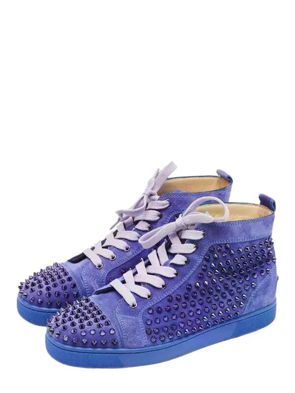 CHRISTIAN LOUBOUTIN Louis Spike-embellished High Top Sneakers - Blue
