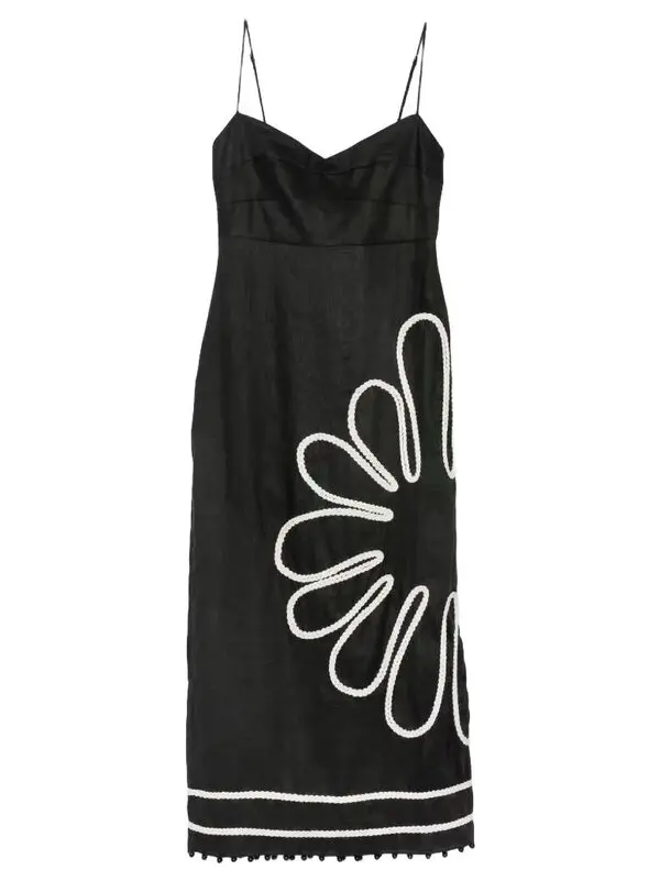 CALA DE LA CRUZ Paloma Braided-trim Midi Dress - Black
