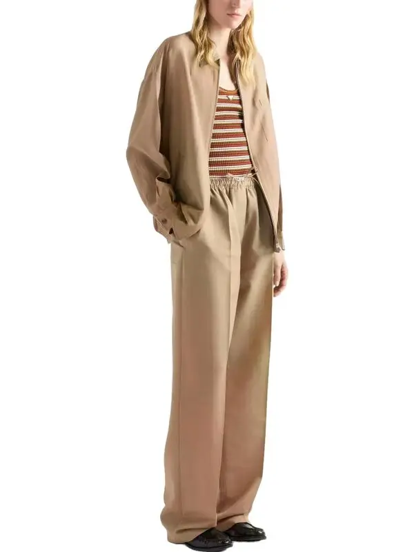 Prada Light Mohair Wide-legged Pants - Neutrals