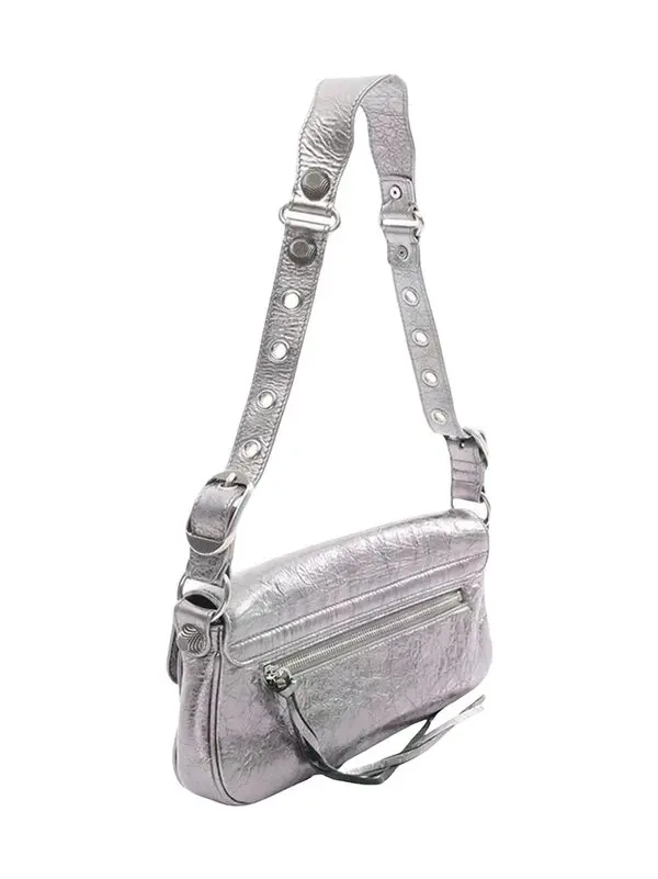 Balenciaga Metallic Lambskin Le Cagole Sling Bag - Silver