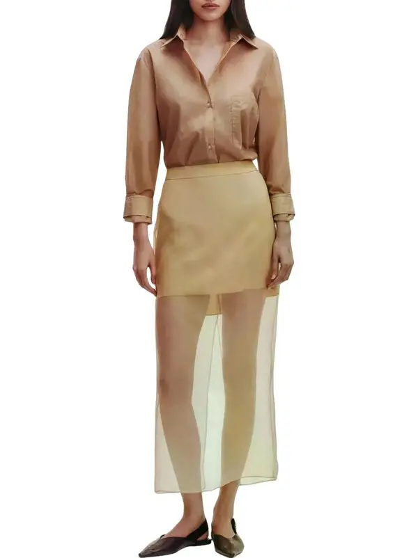 TWP Sheer Button-up Shirt With Classic Collar - Neutrals