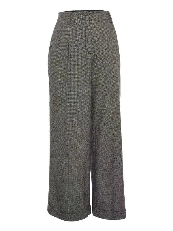 Sandro Houndstooth High-rise Wide-leg Trousers - Grey