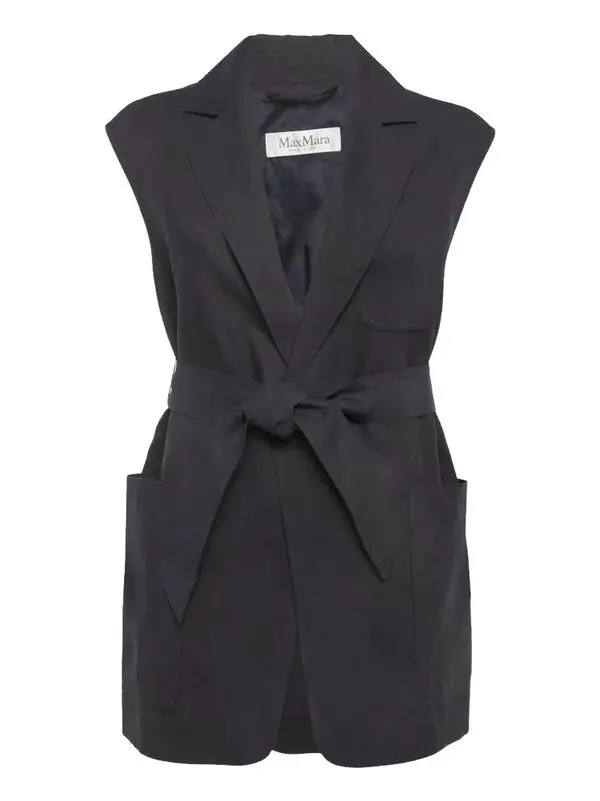 Max Mara Sleeveless Belted Jacket - Blue