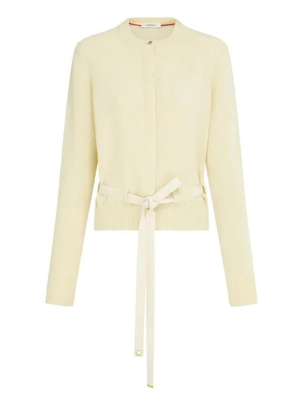 FERRAGAMO Cashmere Cardigan With Logo Detail - Yellow