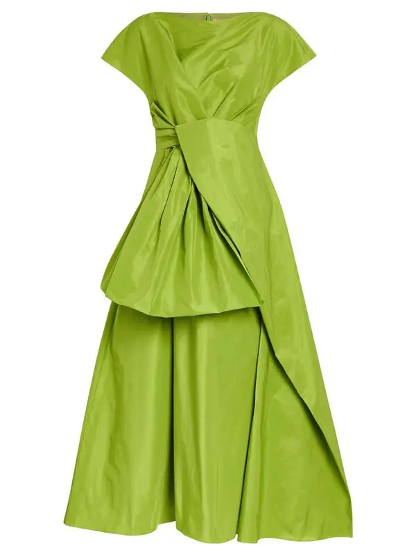 ROKSANDA Nila Twisted Taffeta Midi Dress - Lime