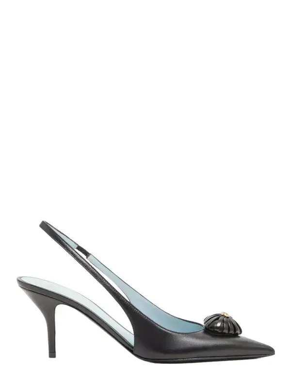 Valentino Garavani Coeur Royal Slingback Pumps In Kidskin 75mm - Black