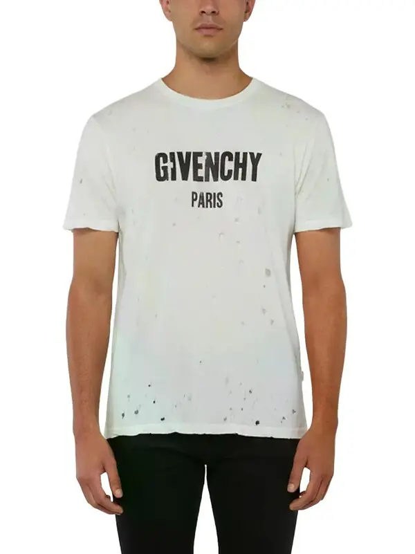 Givenchy Distressed Logo-print T-shirt - Neutrals