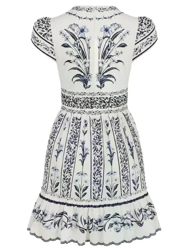 Farm Rio Floral Print V-neck Mini Dress - White