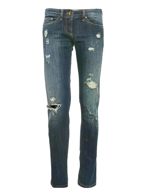 Elisabetta Franchi Distressed Finish Denim Jeans - Blue