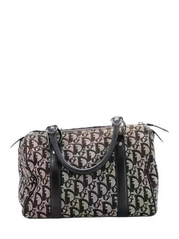 Dior Vintage Trotter Boston Bag Diorissimo Canvas Small Satchel - Black