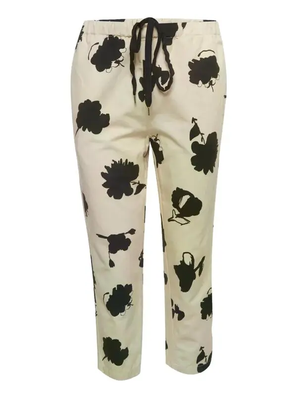 Marni Floral Print Straight Fit Trousers - Neutrals