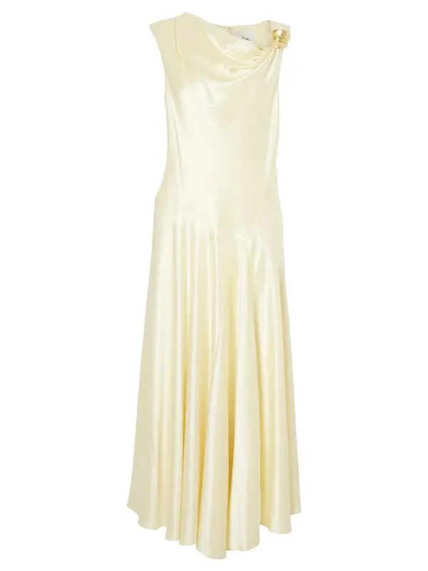 Aje Siren Embellished Satin Maxi Dress - Yellow