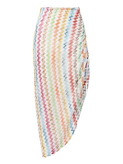 Missoni Asymmetric Ruched Knitted Midi Skirt - Multi