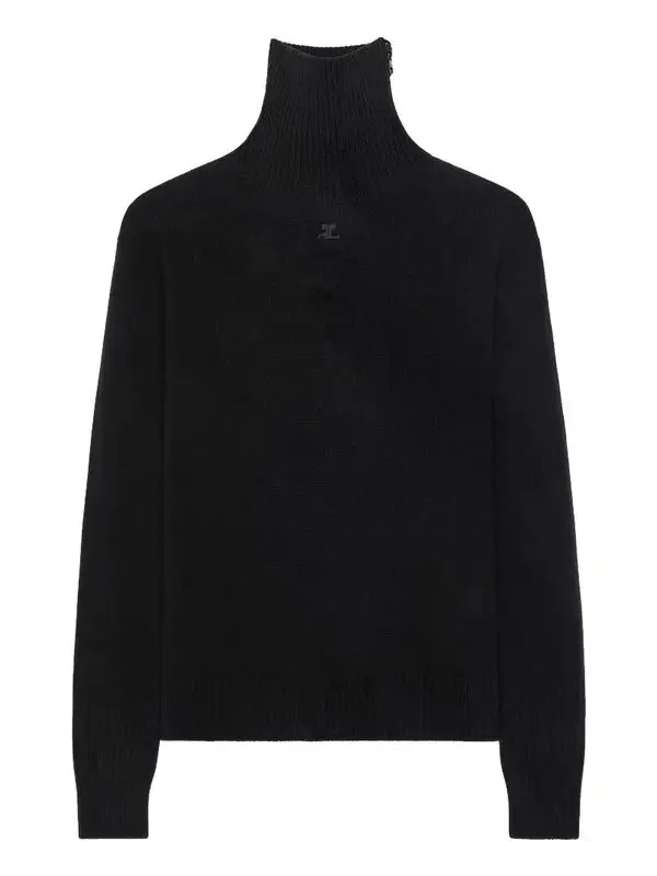 COURREGES Zipped Collar Sweater - Black