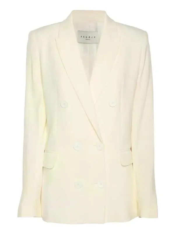 Sandro Double-breasted Stretch Blazer - Neutrals