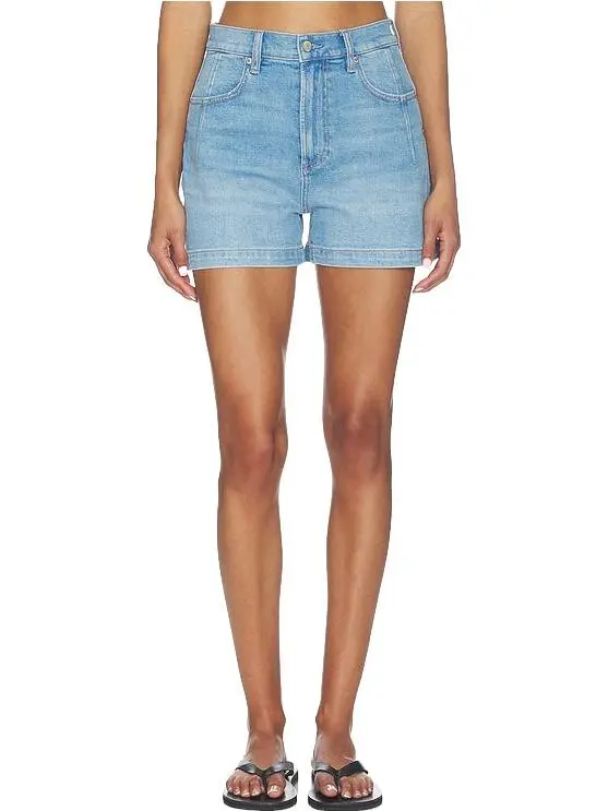 PISTOLA Aoki High Rise A-line Denim Shorts - Blue