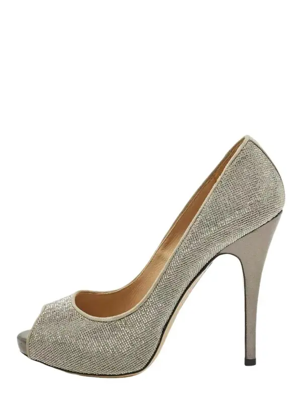 Valentino Garavani Embellished Peep-toe Pumps - Grey