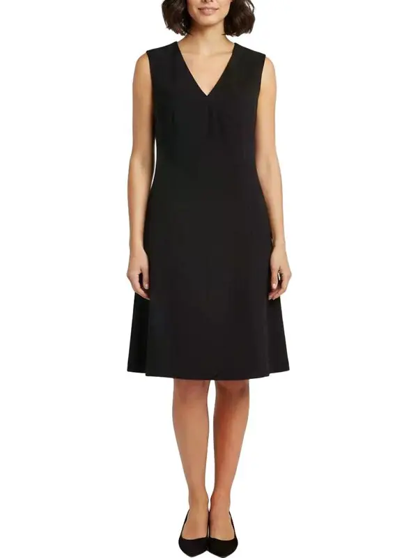 ARMANI Sleeveless V-neck Midi Dress - Black