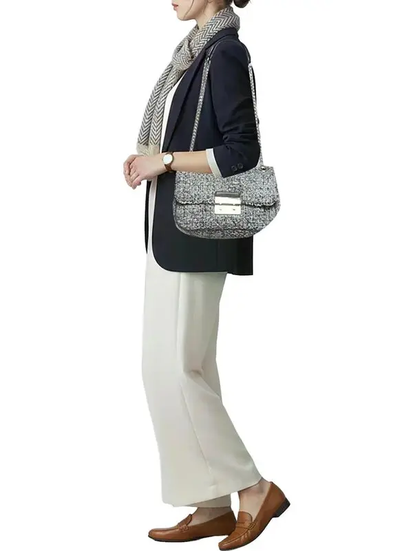 Michael Kors Sloan Tweed Shoulder Bag - Blue