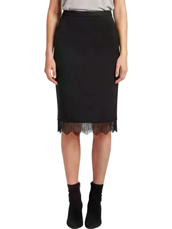 Chloé Beaded Fringe Midi Skirt - Black